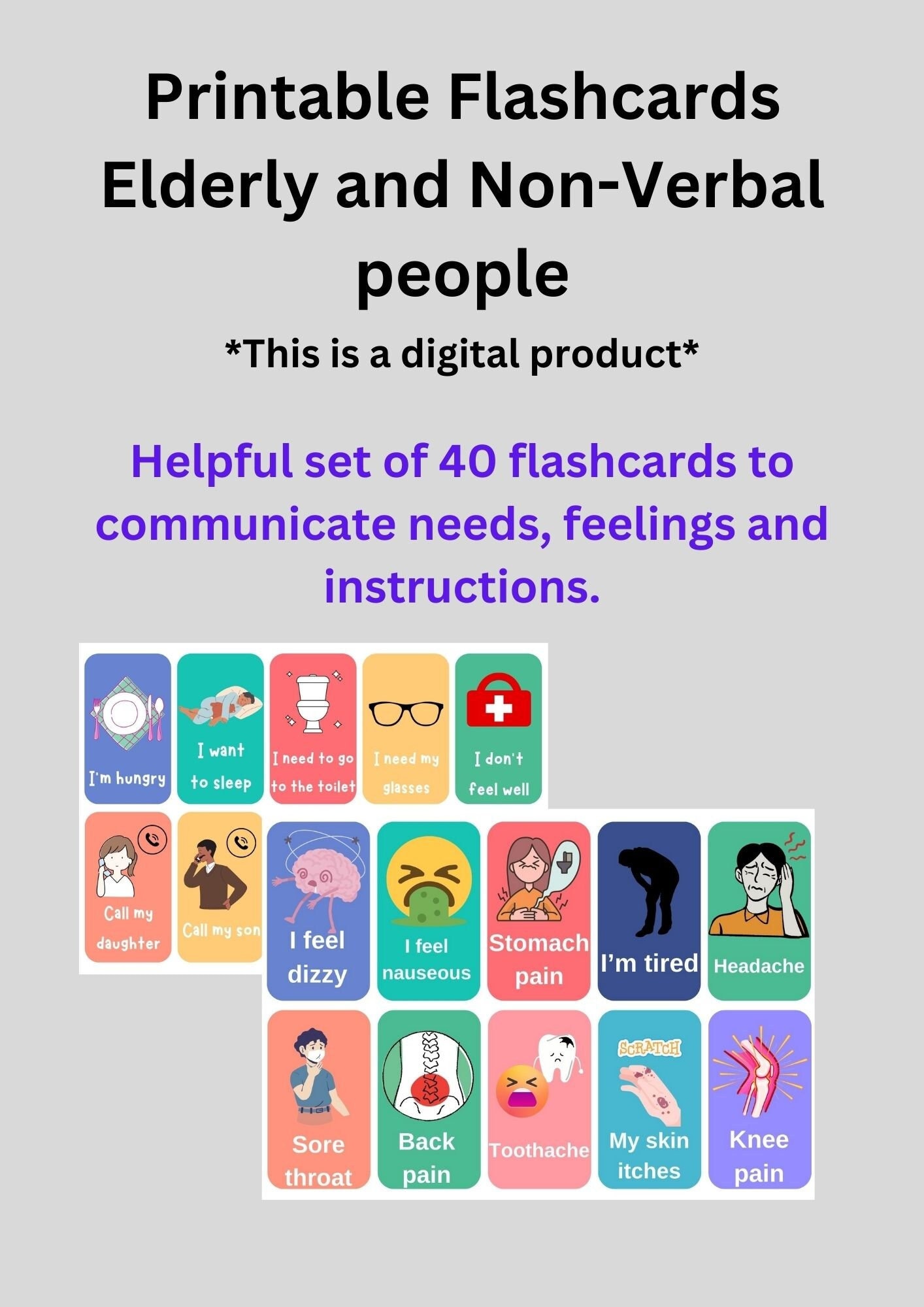 Printable Communication Flashcards for Elderly and Nonverbal ...