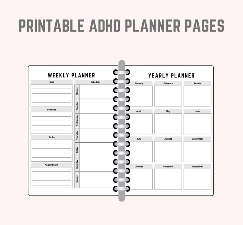 Printable ADHD Planner, Attention Deficit Hyperactivity Disorder ...