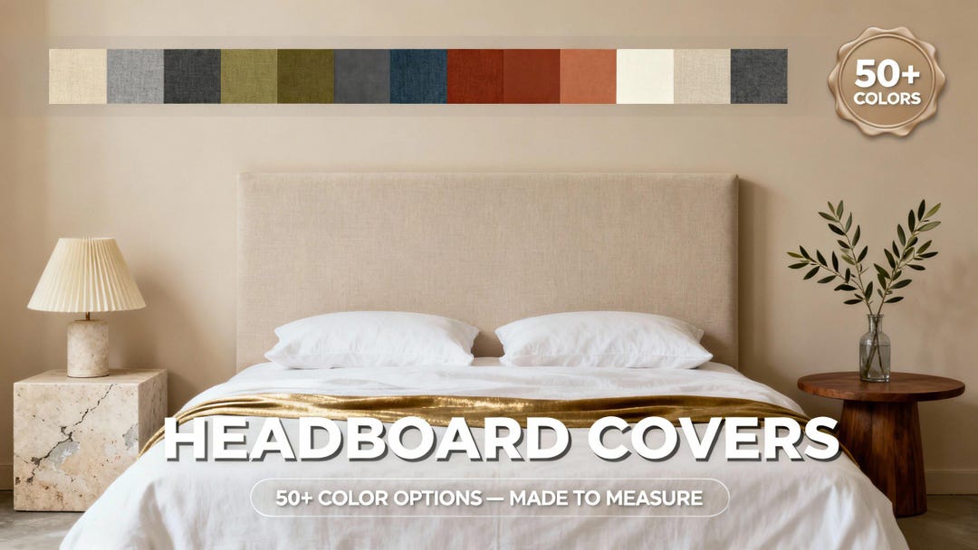 Custom Headboard Cover – Made to Measure Slipcover, Linen-texture ...