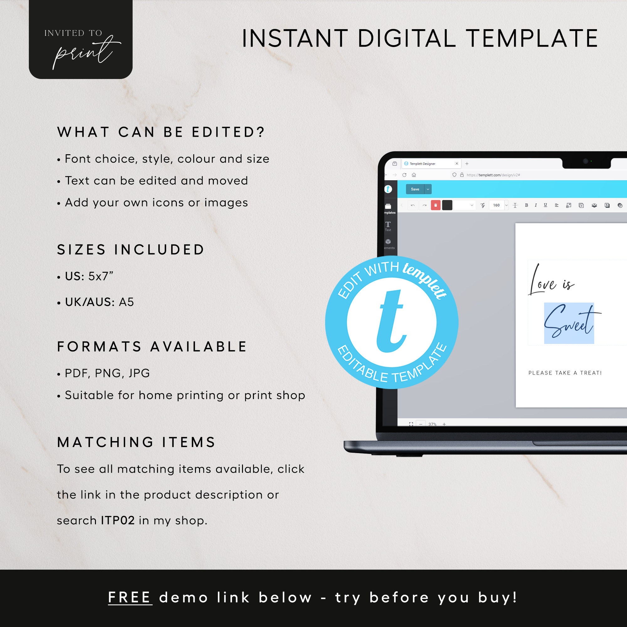 Modern Sweet Table Sign Template Editable Sweet Table Sign Printable ...