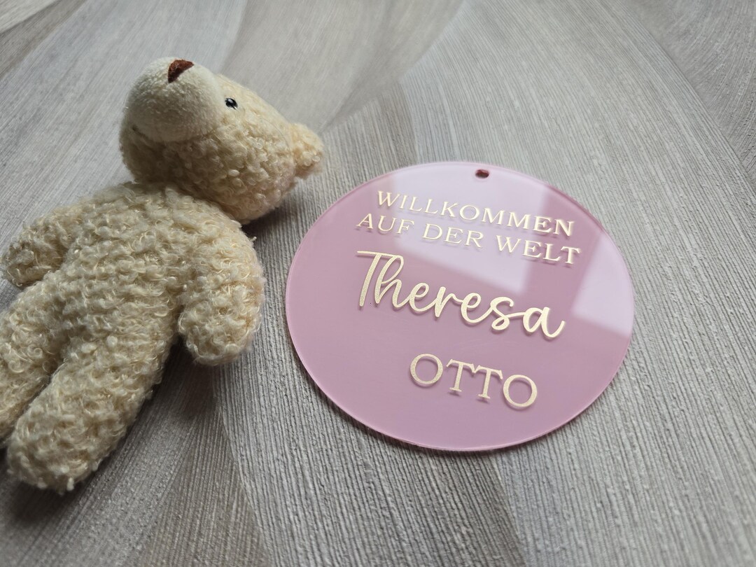 Painted Acrylic Disc for New Baby / New Gift / Birth Announcement ...