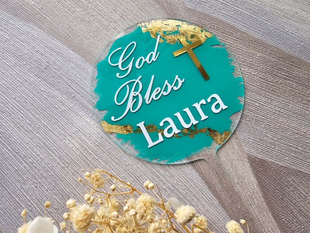 Baptism Cake Topper, God Bless Cake Topper, First Holy Communion Cake ...