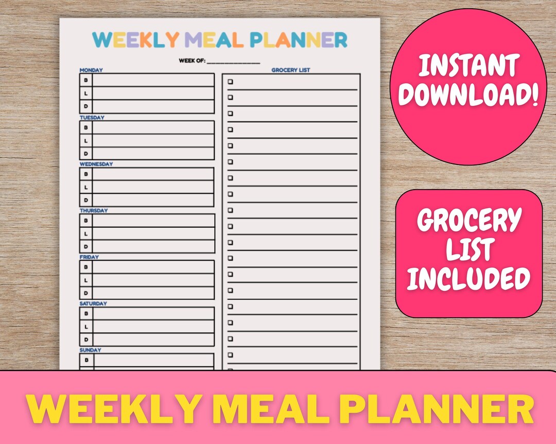 Weekly Meal Planner Printable | Meal Planning PDF | Meal Planning ...