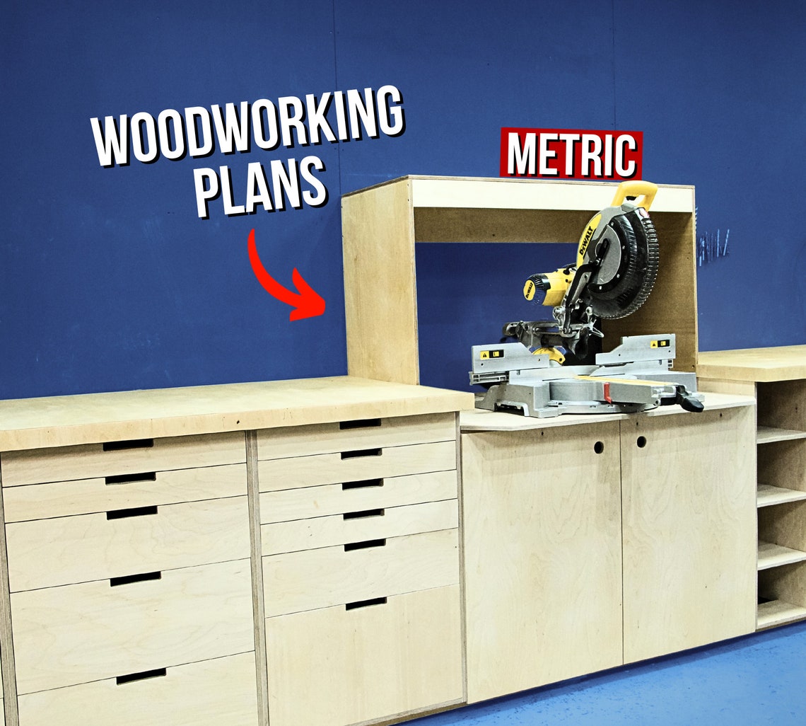 Miter Saw Station Plans, METRIC Woodworking Plans, Miter Station Build ...