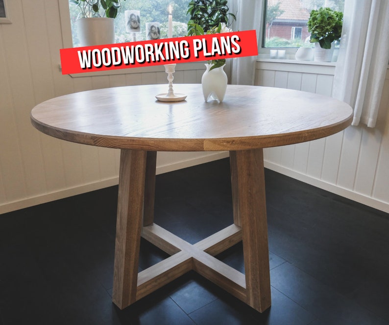 Round Dining Table Build Plans, Woodworking Plans, Imperial and Metric ...