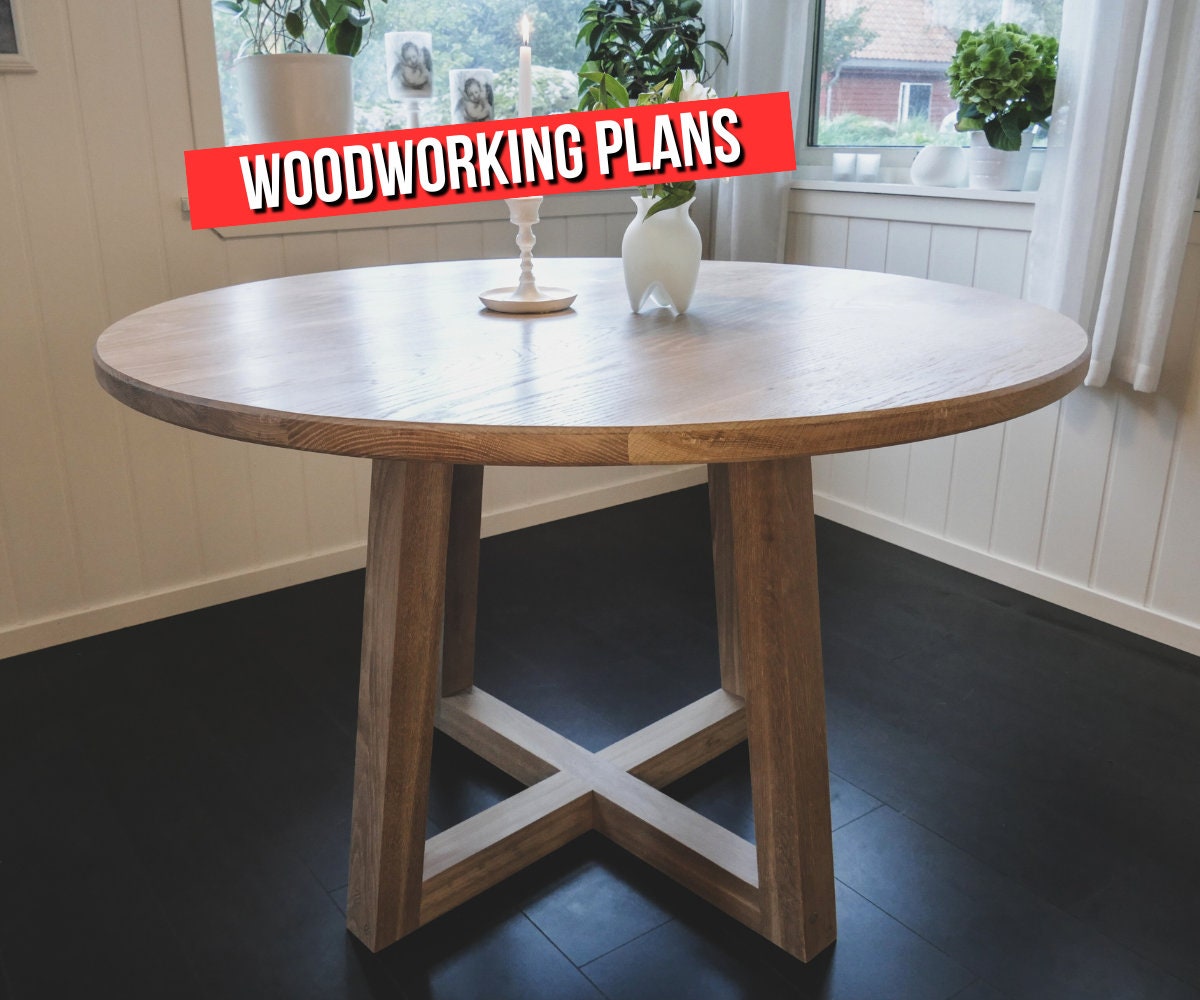 Round Dining Table Build Plans, Woodworking Plans, Imperial and Metric ...