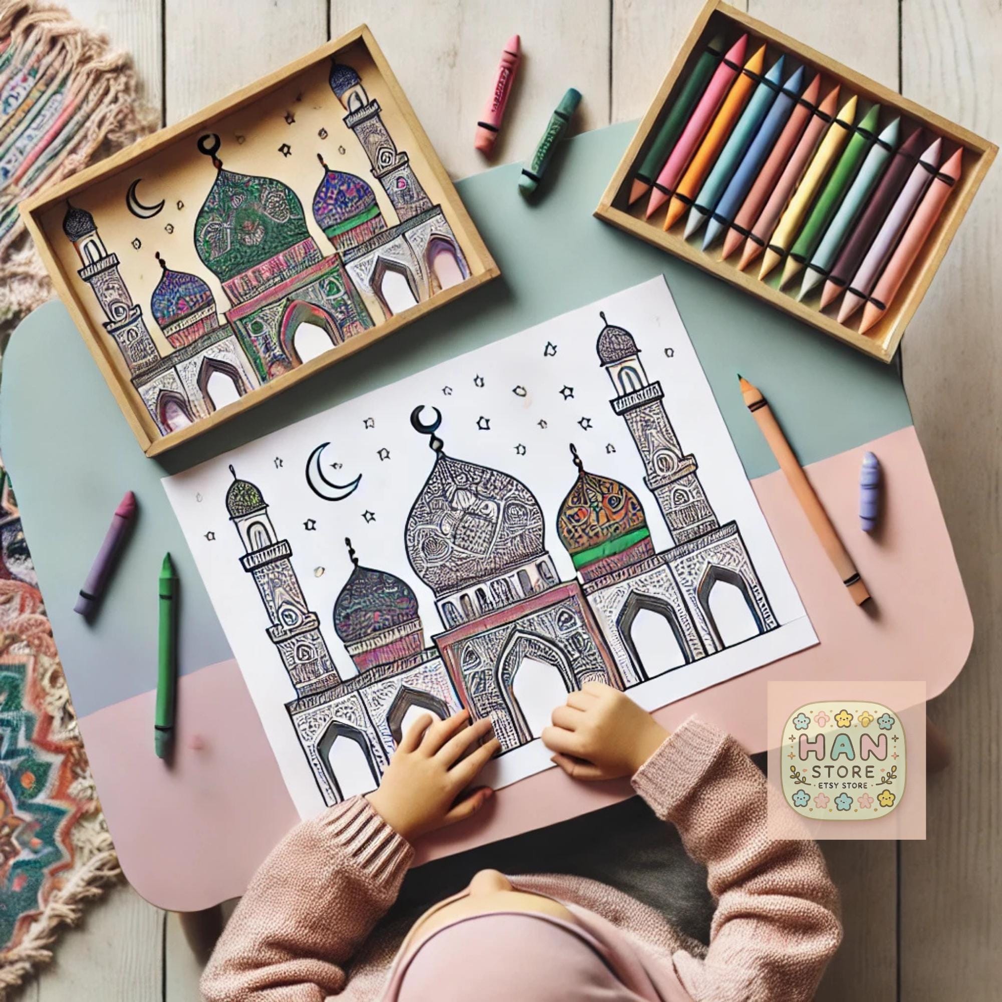 Islamic Coloring Pages Bundle for Kids | Mosque & Dua and Family ...
