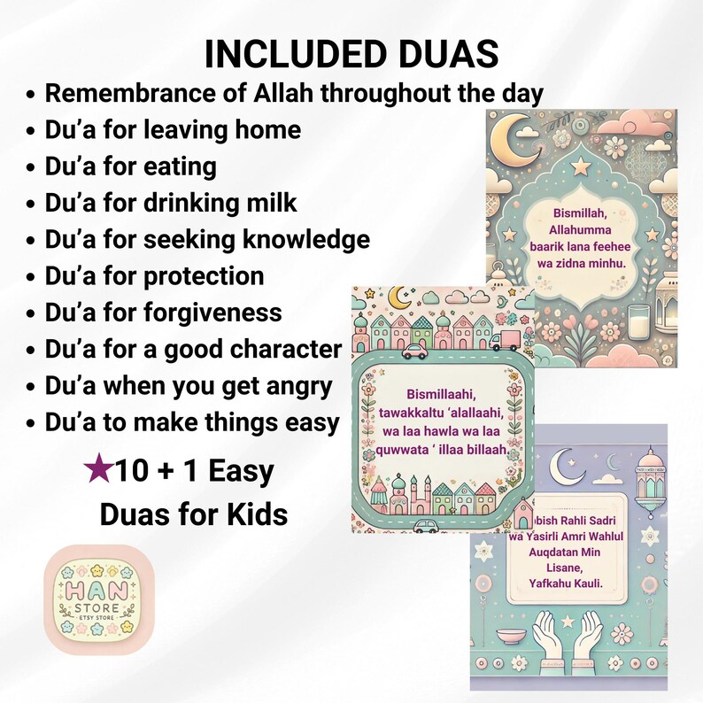10 Easy Duas for Kids- Printable Islamic Flashcards |fun Educational ...