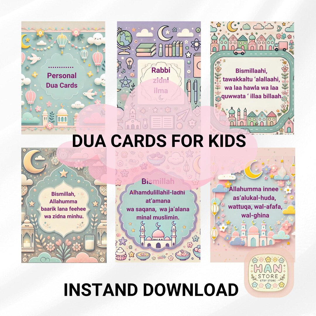 10 Easy Duas for Kids- Printable Islamic Flashcards |fun Educational ...