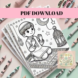 Islamic Coloring Pages Bundle for Kids | Mosque & Dua and Family ...