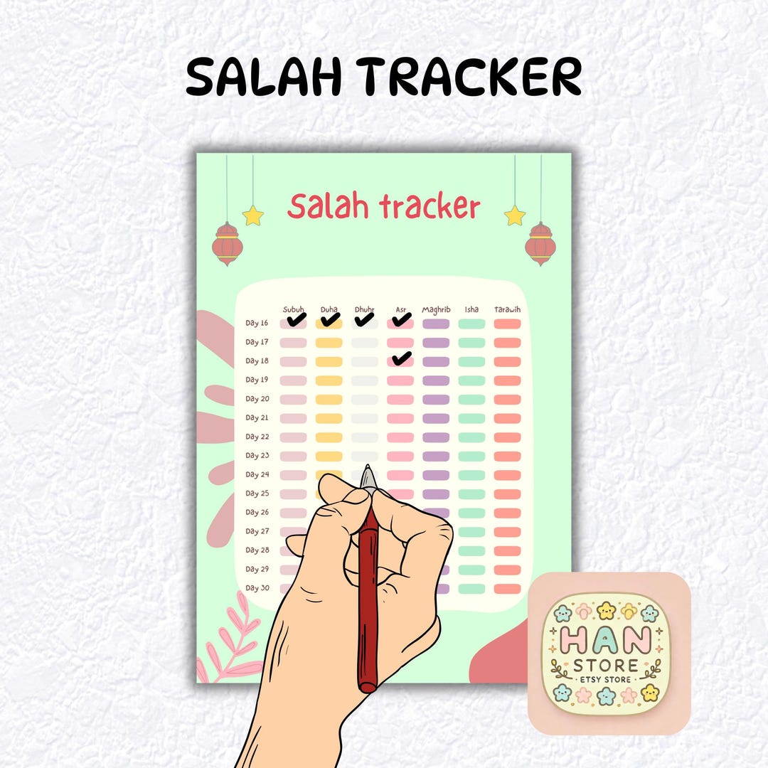 Salah Tracker for Kids & Teens | Digital Download | Islamic Prayer ...
