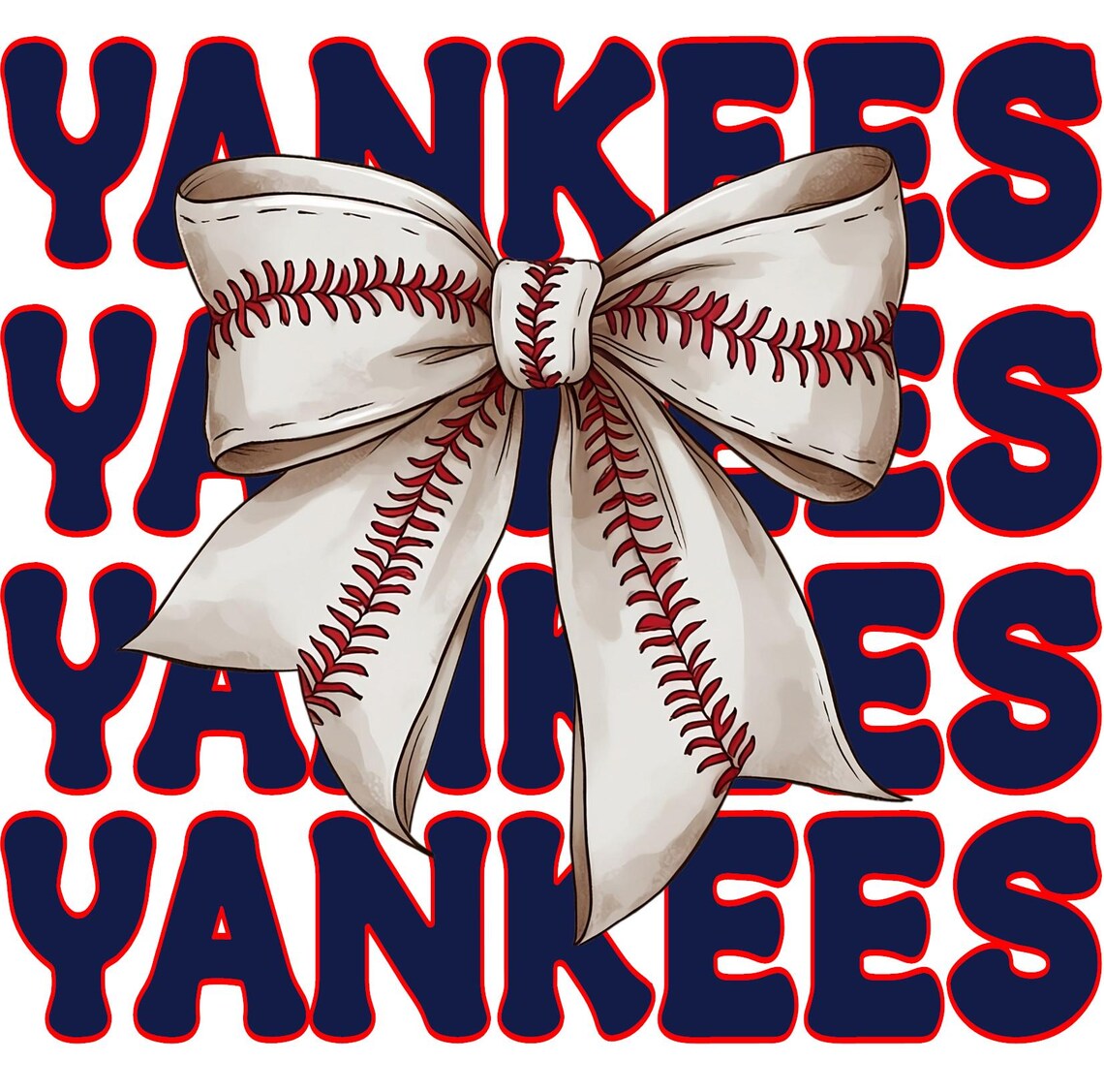 Yankees Baseball Coquette Bow 300 DPI PNG Digital File for Downloading ...