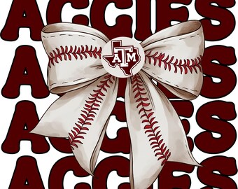 Texas A&M Aggies Baseball Bow 300 DPI PNG Digital File for Downloading ...