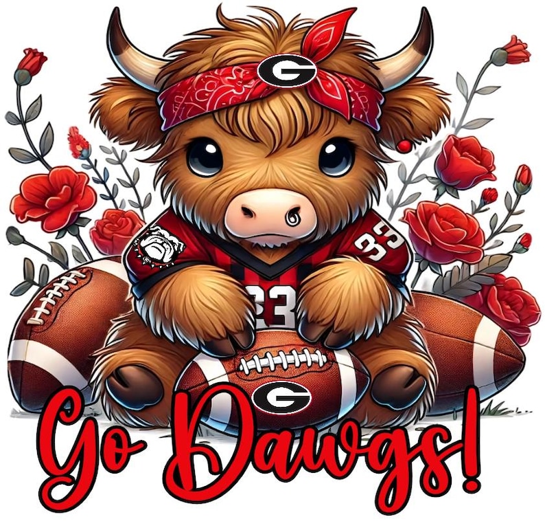 Georgia Bulldogs Go Dawgs Cow Football 300 DPI PNG Digital File for Downloading. Perfect for ...