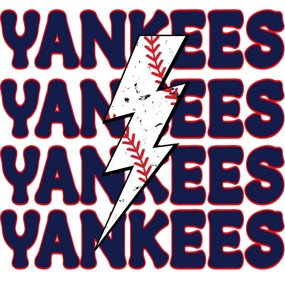 Yankees Baseball Lightning Bolt 300 DPI PNG Digital File for ...