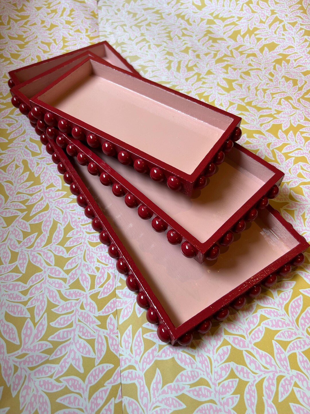 Pink and Red Decorative Trays With Gloss/lacquer Finish. - Etsy