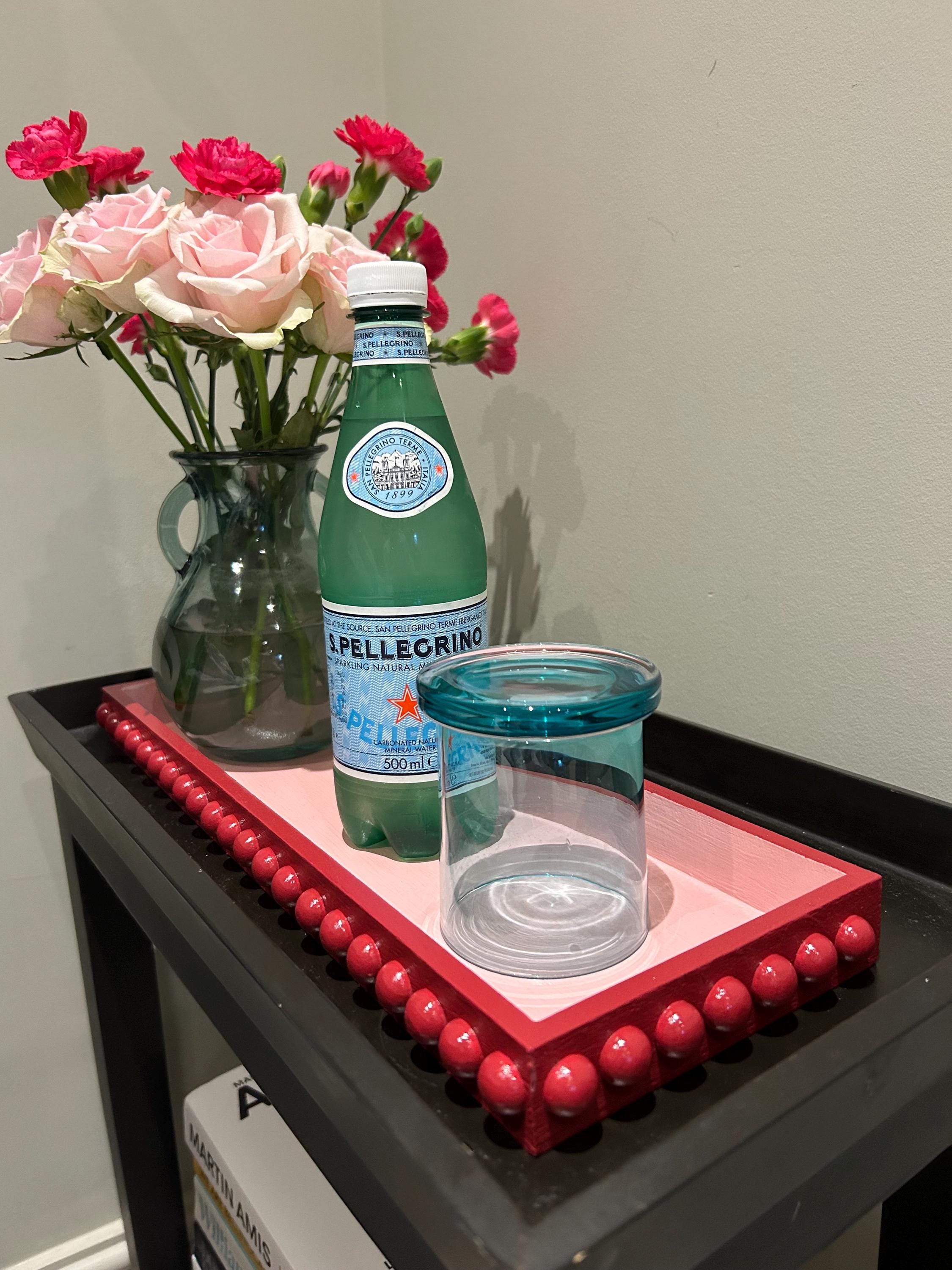 Pink and Red Decorative Tray With Gloss/lacquer Finish. (new Sturdy ...