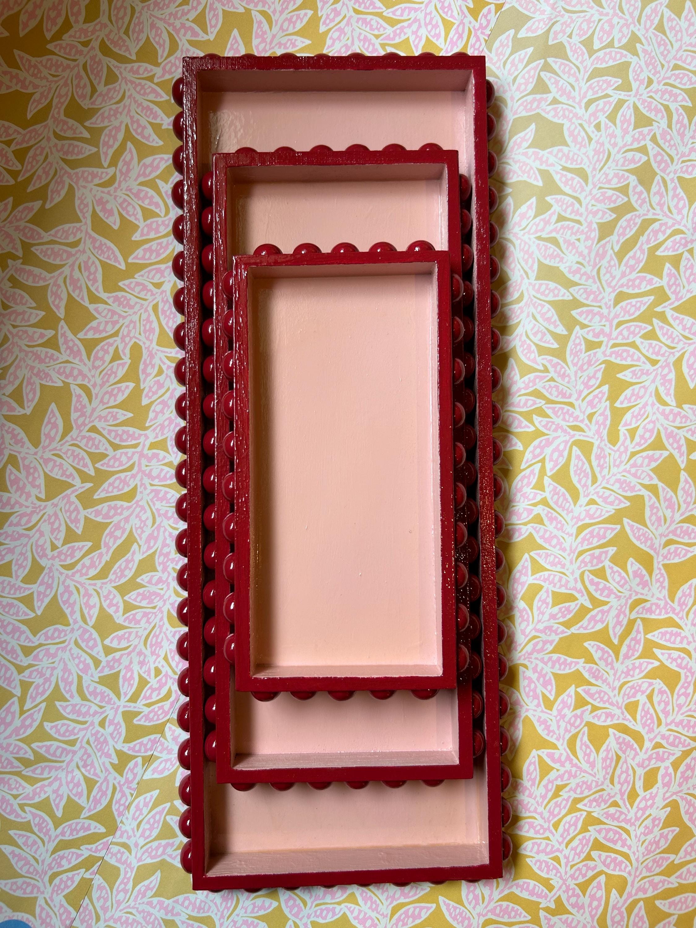 Pink and Red Decorative Trays With Gloss/lacquer Finish. - Etsy