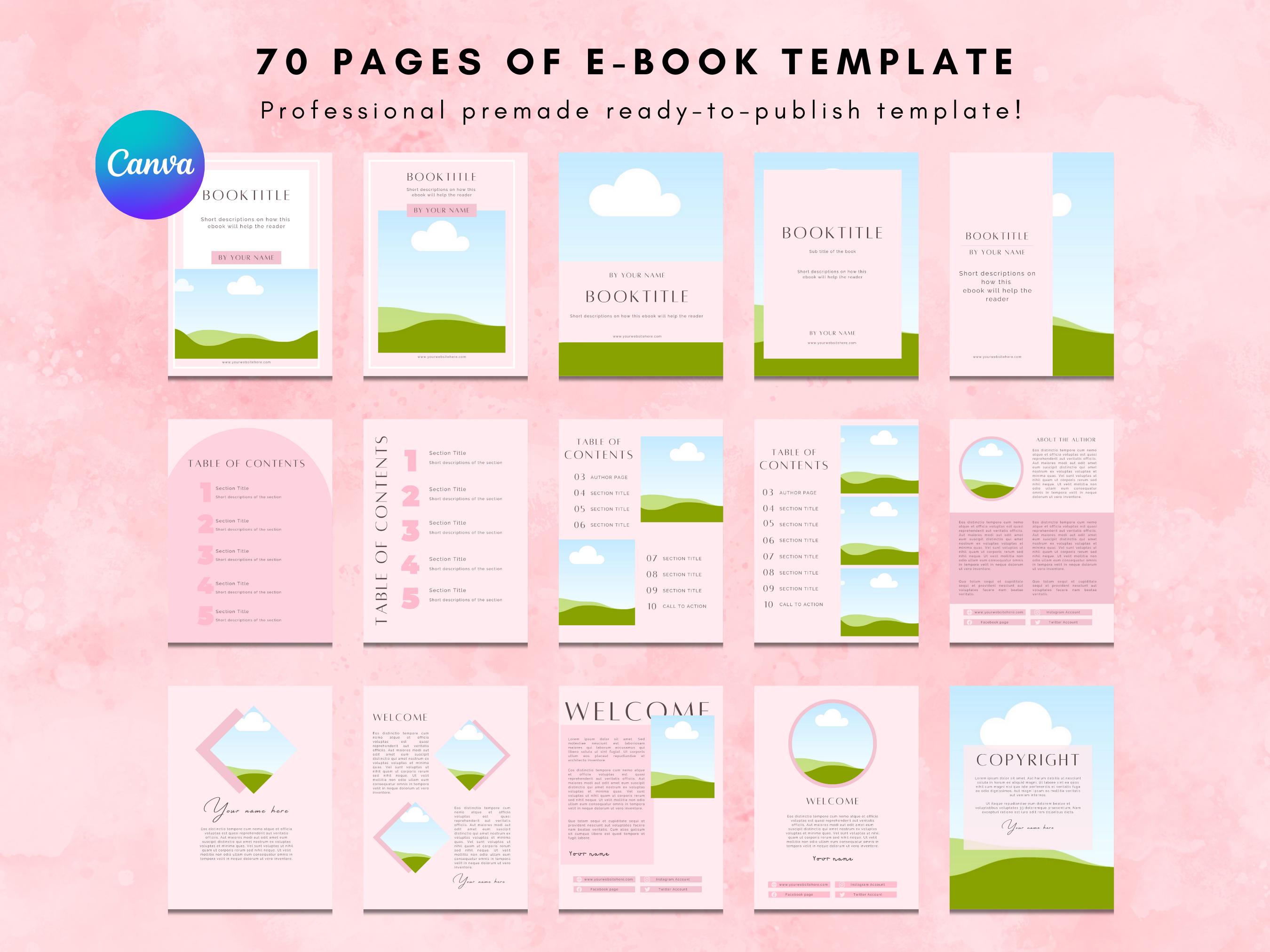 70 Pages Editable Ebook Template, Professional Design, Easy Drag & Drop ...
