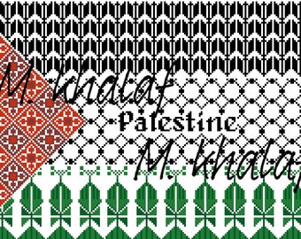 Set of 4 Small Palestine Flags Tatreez Cross Stitch Pattern ...