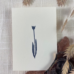 Tiny 2x3 Single Tulip Print | Original Art | Hand Carved | Block Print ...