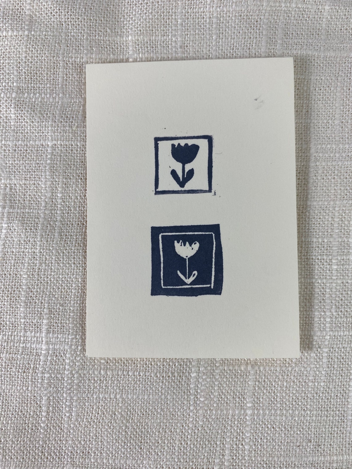 Tiny Opposite Flowers Original Art Hand Carved Block Print - Etsy