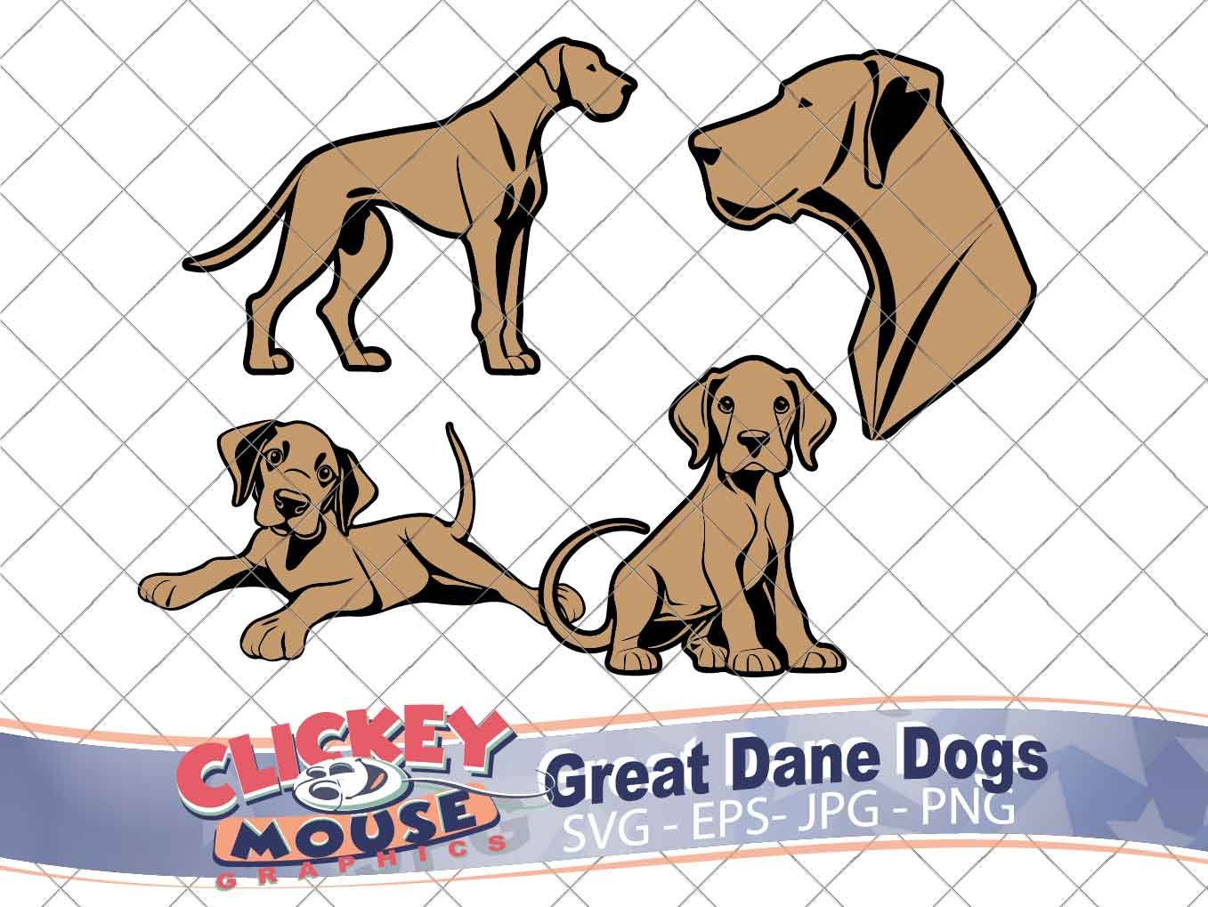 Great Dane Dog Graphics Svg-png-eps-jpg - Etsy