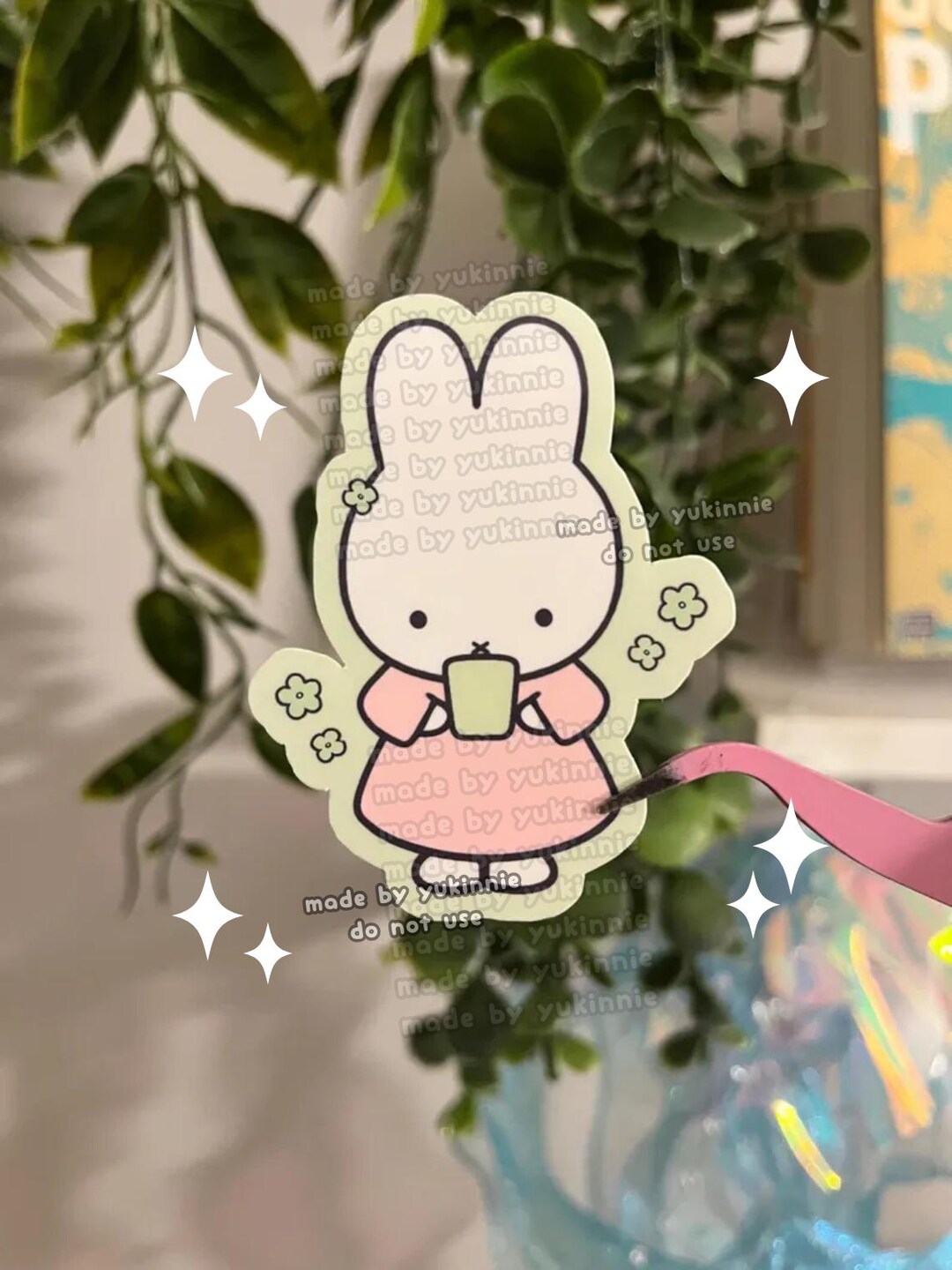 Matcha Tea Bunny Sticker, Green Tea Bunny Sticker, Hydrate Sticker ...