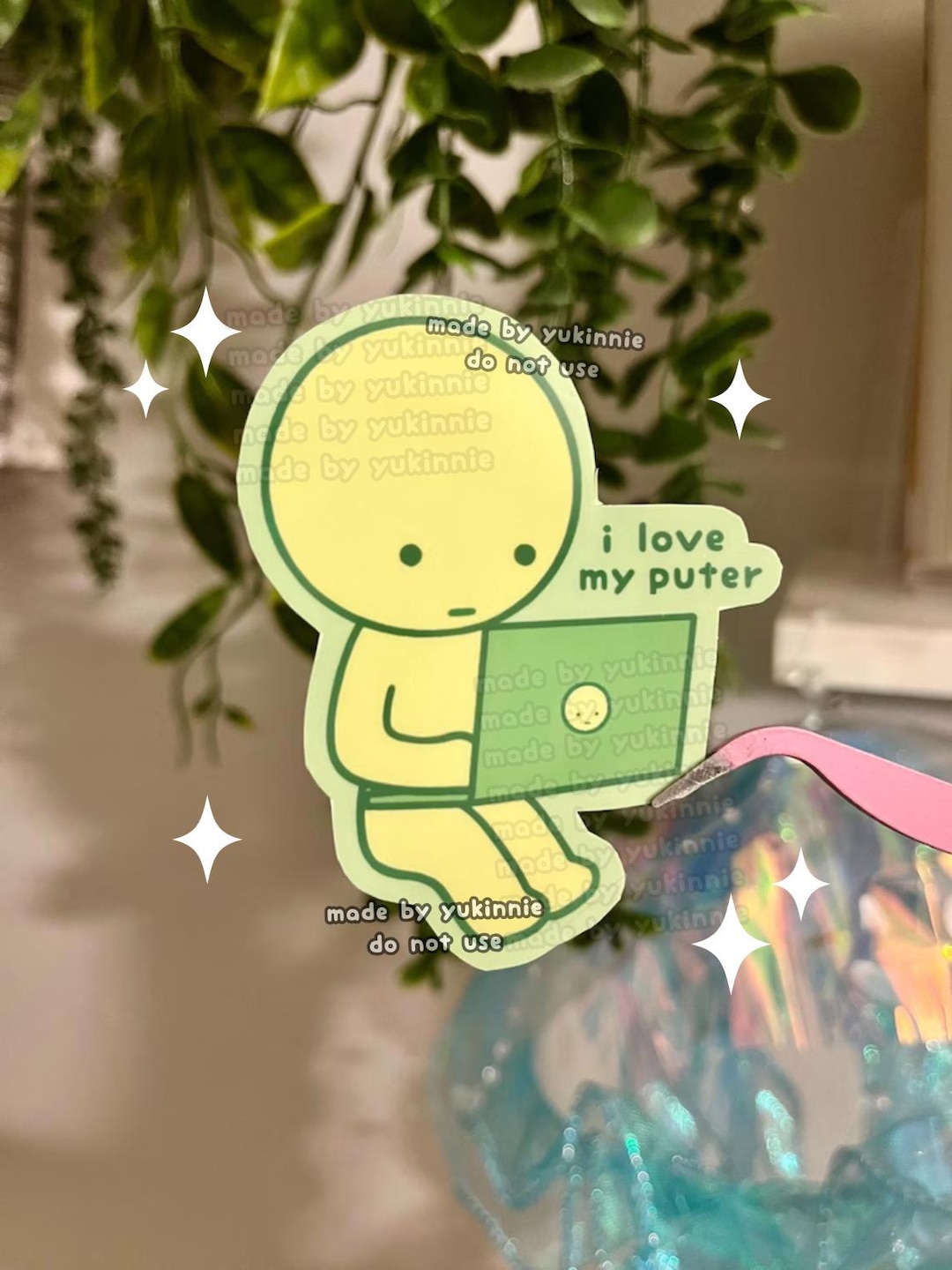 Love My Puter Green Guy Sticker, Cute Blind Box Sticker, Trinket ...