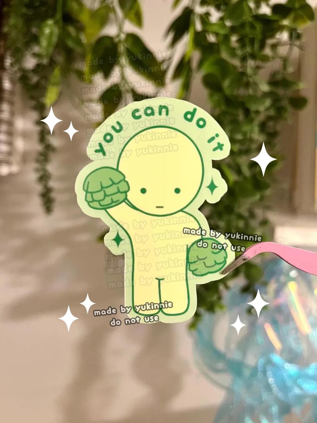 Motivation Green Guy Sticker, You Can Do It Cute Blind Box Vinyl ...