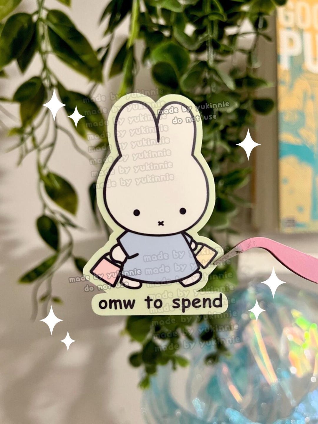 Bunny Shopping Sticker, Cute Bunny Meme Sticker, Matte Vinyl Sticker ...