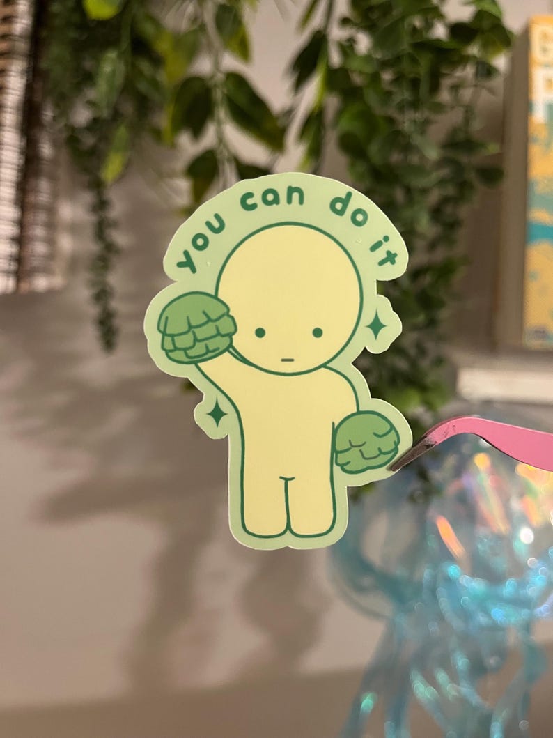 Motivation Green Guy Sticker, You Can Do It Cute Blind Box Vinyl ...