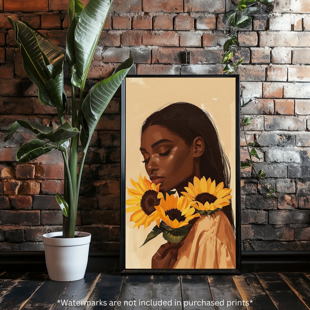SPRING | Black Woman Wall Art Digital, Black Girl Magic Art, Black ...