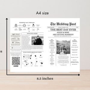 Newspaper Wedding Program Template, Editable Wedding Newspaper Program ...