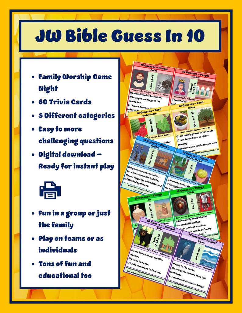 JW Bible 10 Guesses Game for Family Worship Night - Etsy