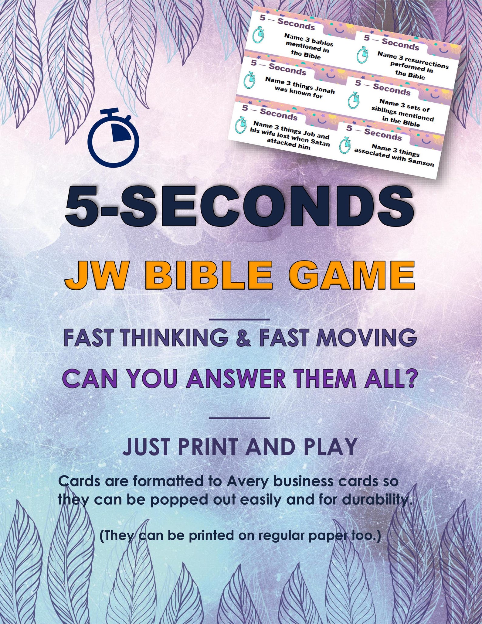 JW Bible 5-seconds Game for Family Worship Night - Etsy