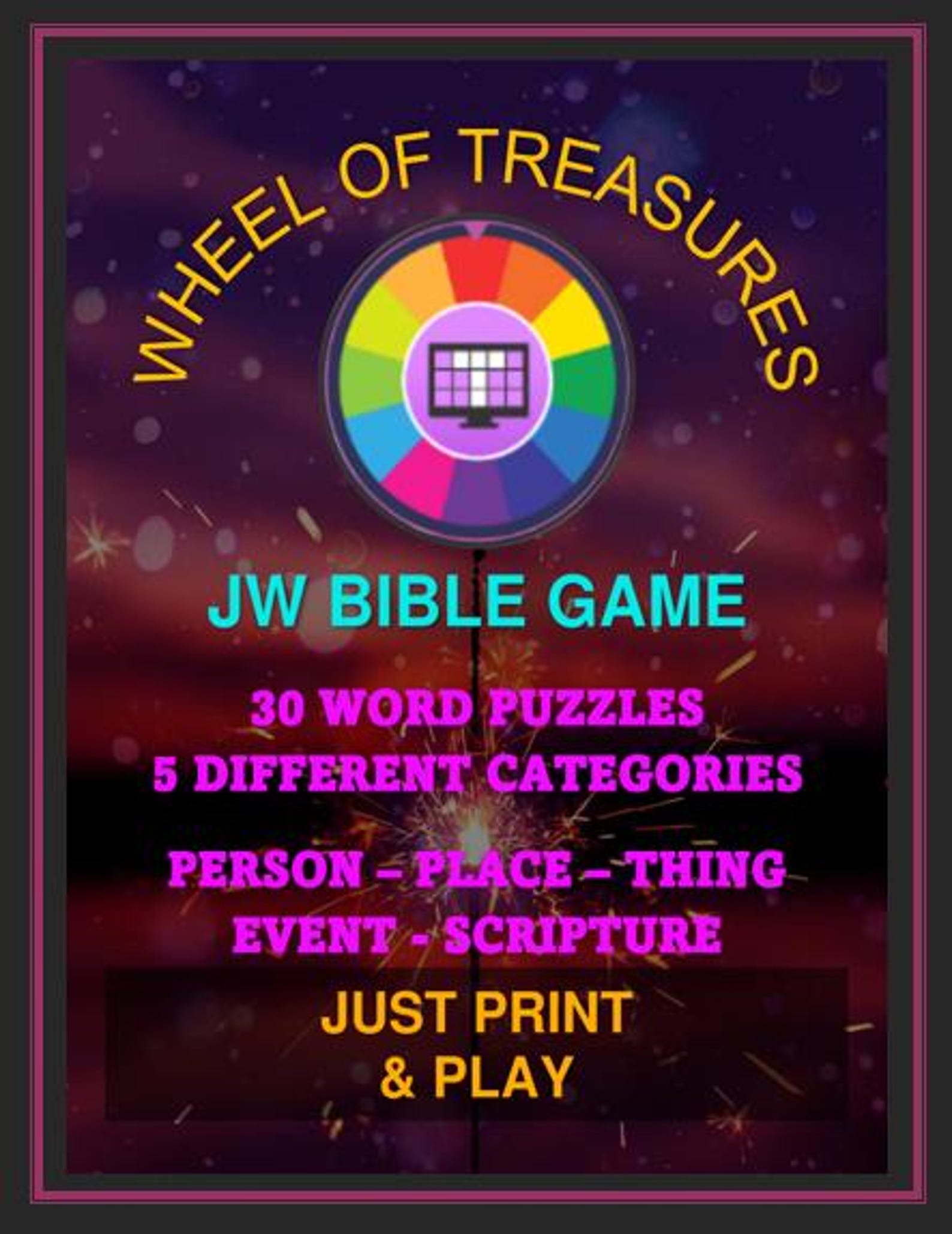 JW Printable Bible Game - Wheel of Treasures – Family Worship Activity ...