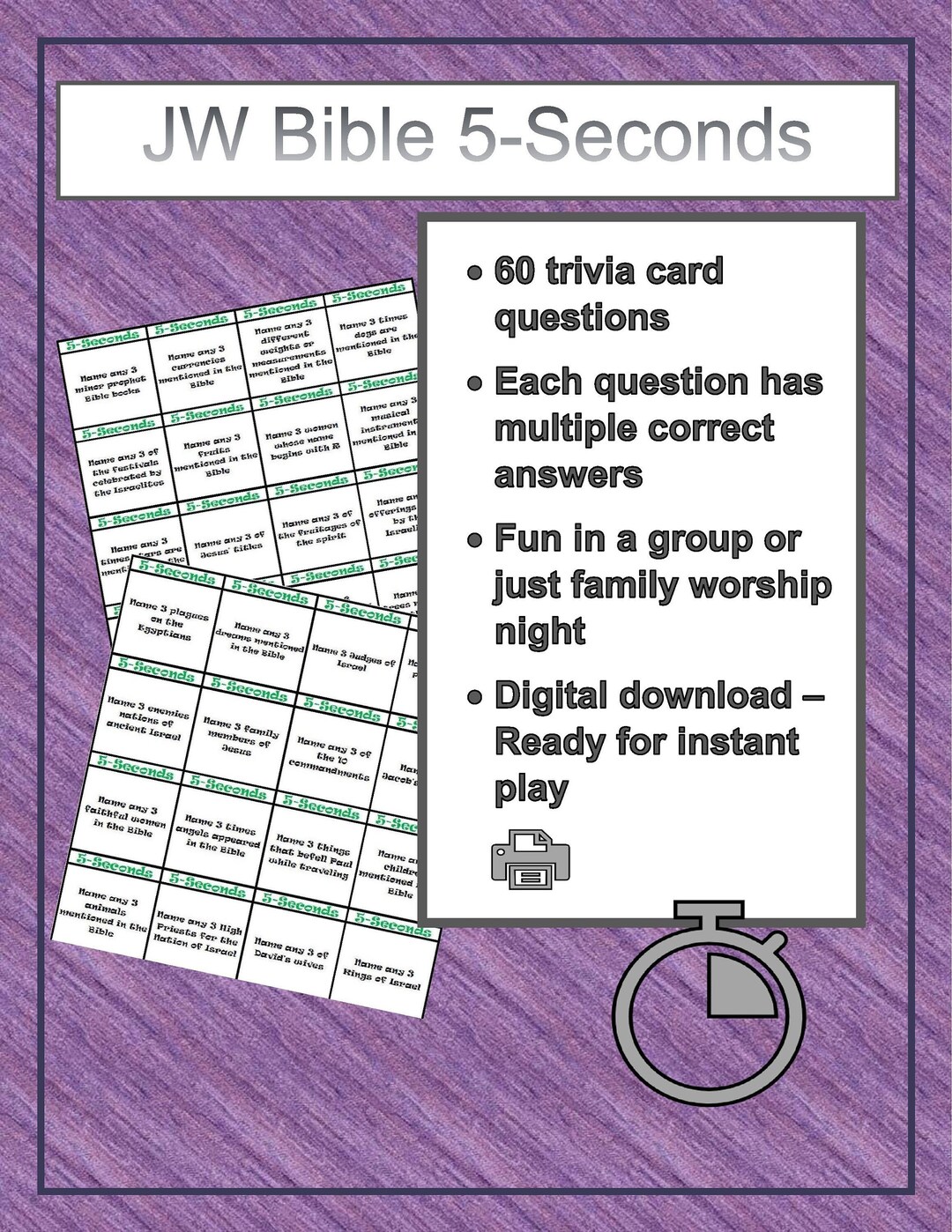 JW Bible 5-seconds Game for Family Worship Night - Etsy