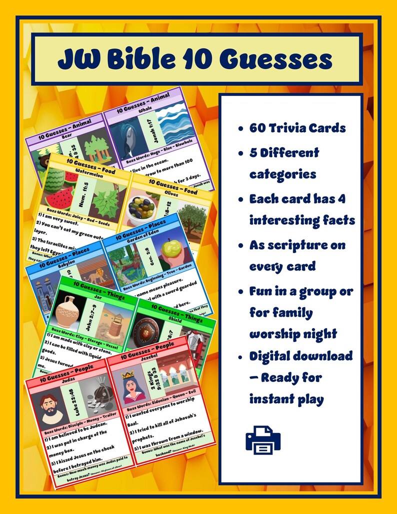 JW Bible 10 Guesses Game for Family Worship Night - Etsy