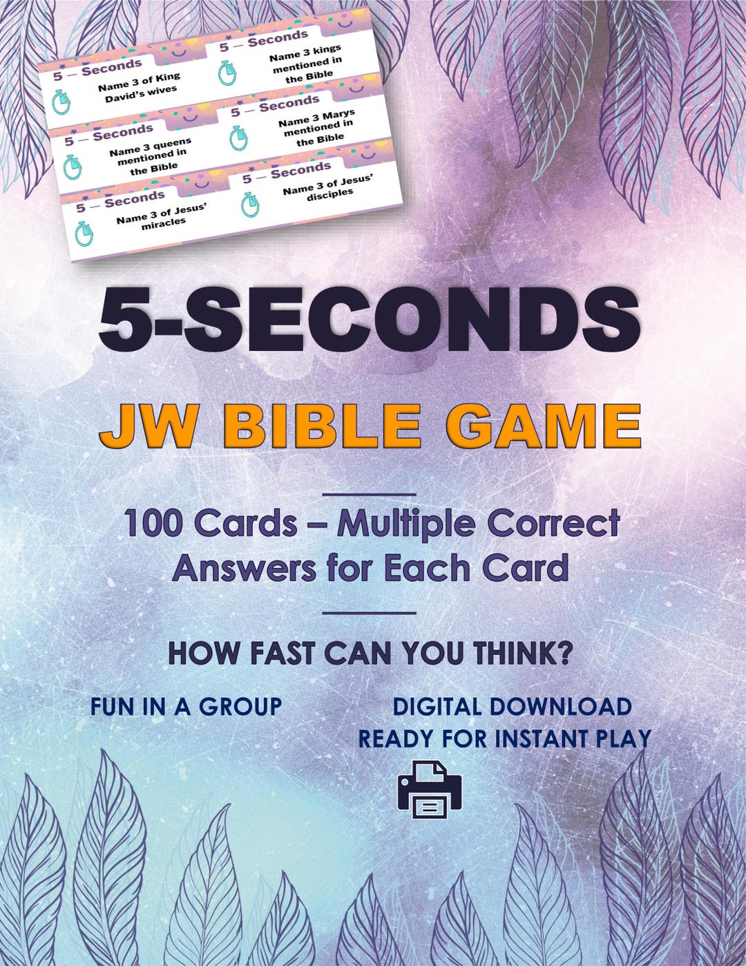 JW Bible 5-seconds Game for Family Worship Night - Etsy