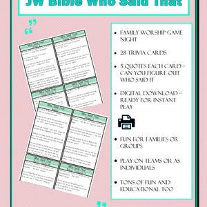 JW Bible Who Said That Game for Family Worship Night - Etsy