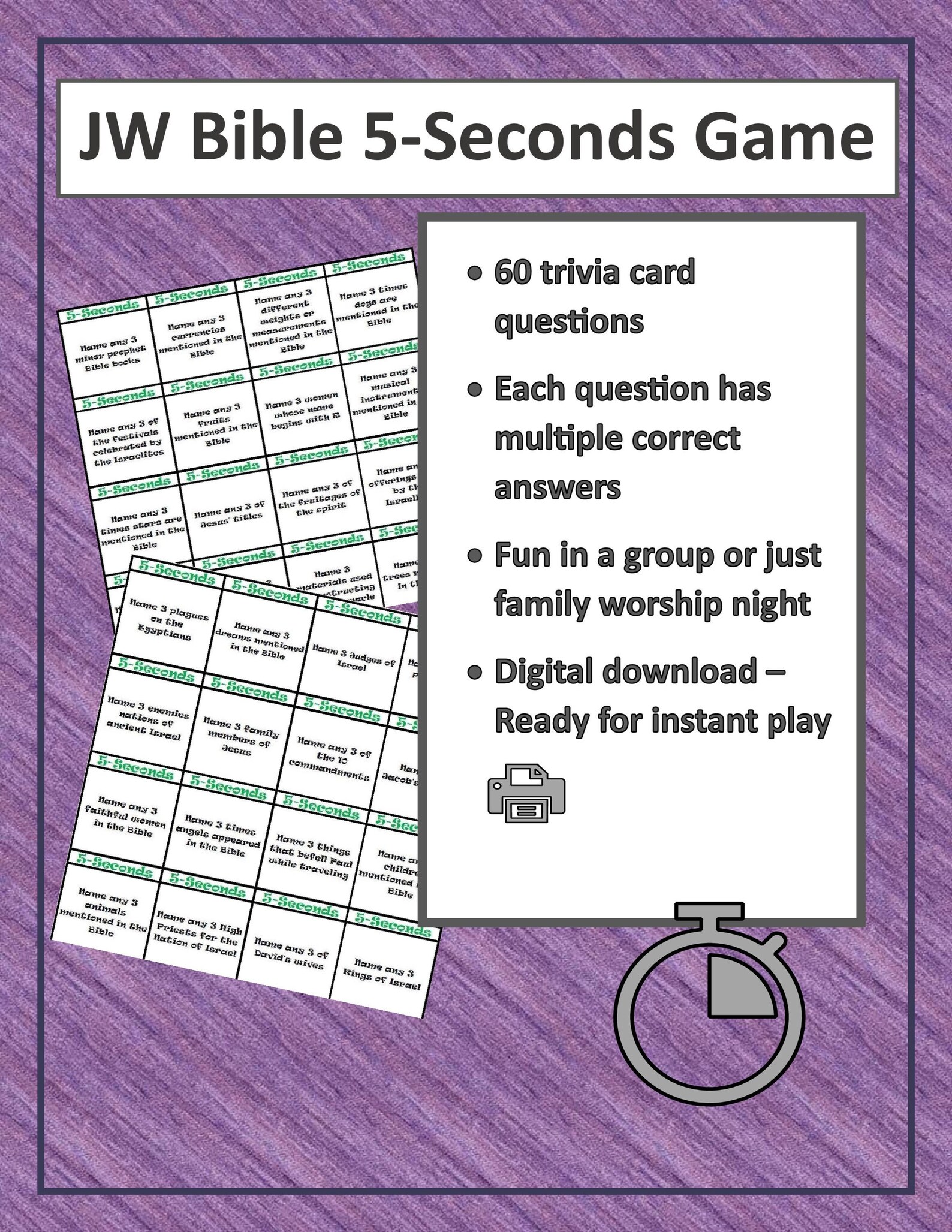 JW Bible 5-seconds Game for Family Worship Night - Etsy