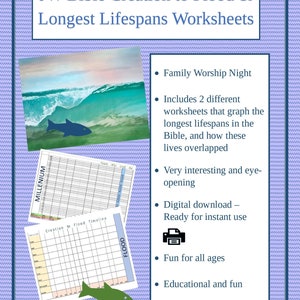 JW Bible Creation to Flood & Longest Lifespan Worksheets - Etsy