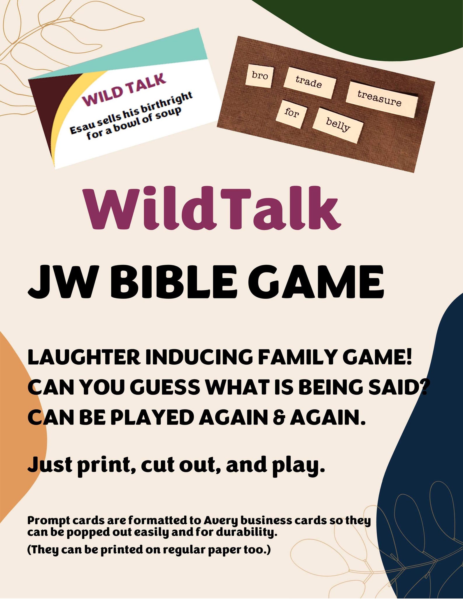 JW Bible Wild Talk Game for Family Worship Night - Etsy