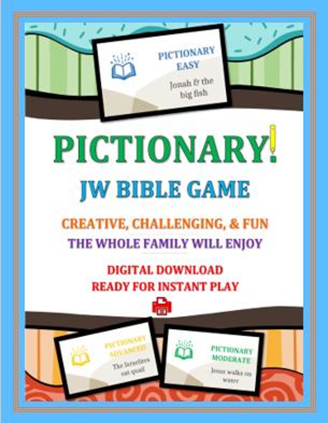 JW Printable Bible Game - Pictionary - Family Worship Activity for Kids ...