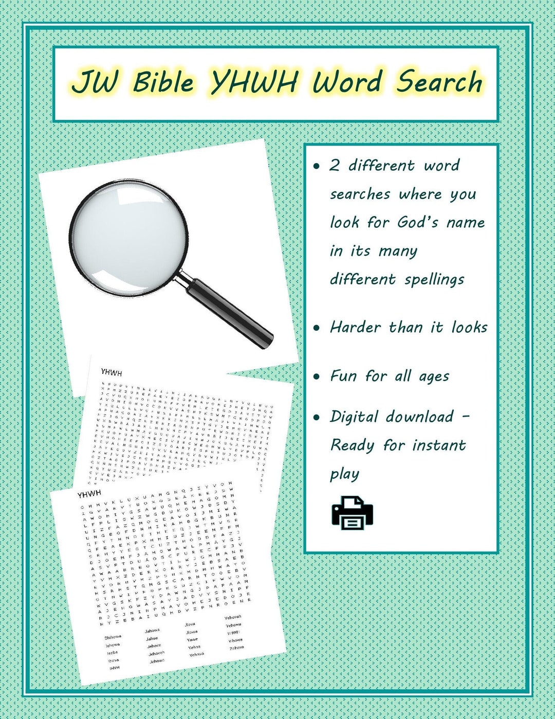 JW Bible YHWH Word Search - Etsy