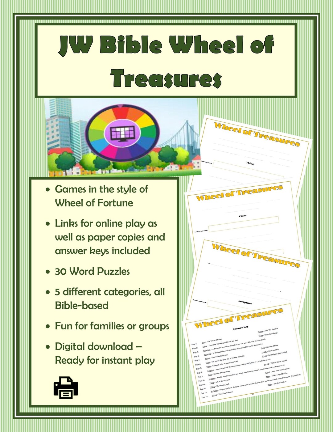 JW Bible Wheel of Treasures Game for Family Worship Night - Etsy