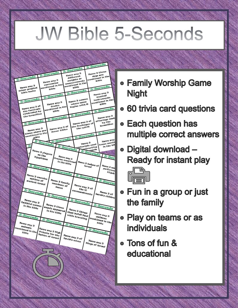 JW Bible 5-seconds Game for Family Worship Night - Etsy