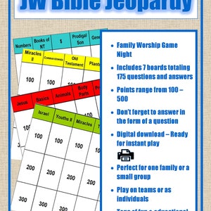 JW Bible Jeopardy Game for Family Worship Night - Etsy