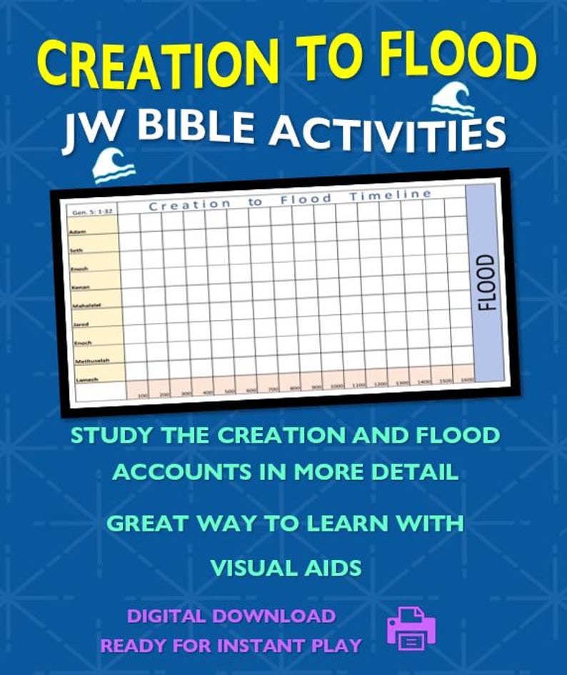 JW Bible Creation & Flood Activities and Worksheets for Family Worship Night - Etsy